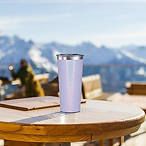 Aikico Stainless Steel Tumbler 28oz Insulated Travel Tumbler, Double Wall Travel Mug with Splash Proof Lid, Powder Coated Coffee Tumbler for Home, Office, Travel, Party(Rainbow Lavender Purple)