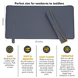 Mothera Vegan Leather Diaper Changing Pad Compact and Wipeable Baby Changing Mat Portable Changing Pad for Baby, 13" x 25"