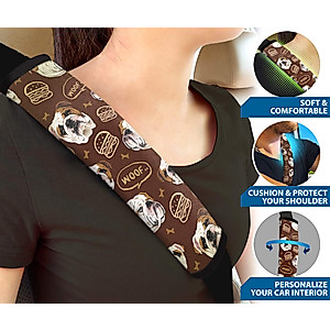 WIRESTER Soft Car Safety Seat Belt Shoulder Pad Cover Design, Cushion Harness Comfortable Pad - English Bulldog Face Pattern