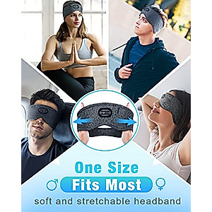Sleep Headphones Bluetooth Sleeping Headband: 10Hrs Wireless Music Eye Mask with Soft Cozy Earbuds Comfortable Earphones for Side Sleepers - Comfy Head Band Ear Buds Men Women Gifts (Medium)