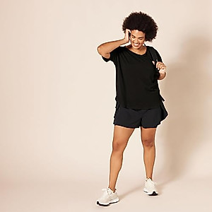 Amazon Essentials Women's Studio Relaxed-Fit Lightweight Crewneck T-Shirt (Available in Plus Size), Black, X-Large