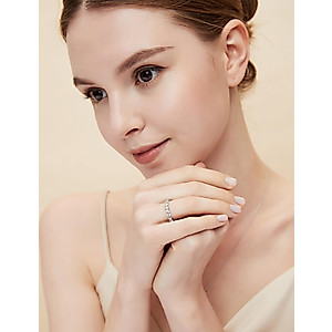 EAMTI 3mm 925 Sterling Silver Wedding Band Round Cubic Zirconia Full Eternity Stackable Engagement Ring For Women Size 7