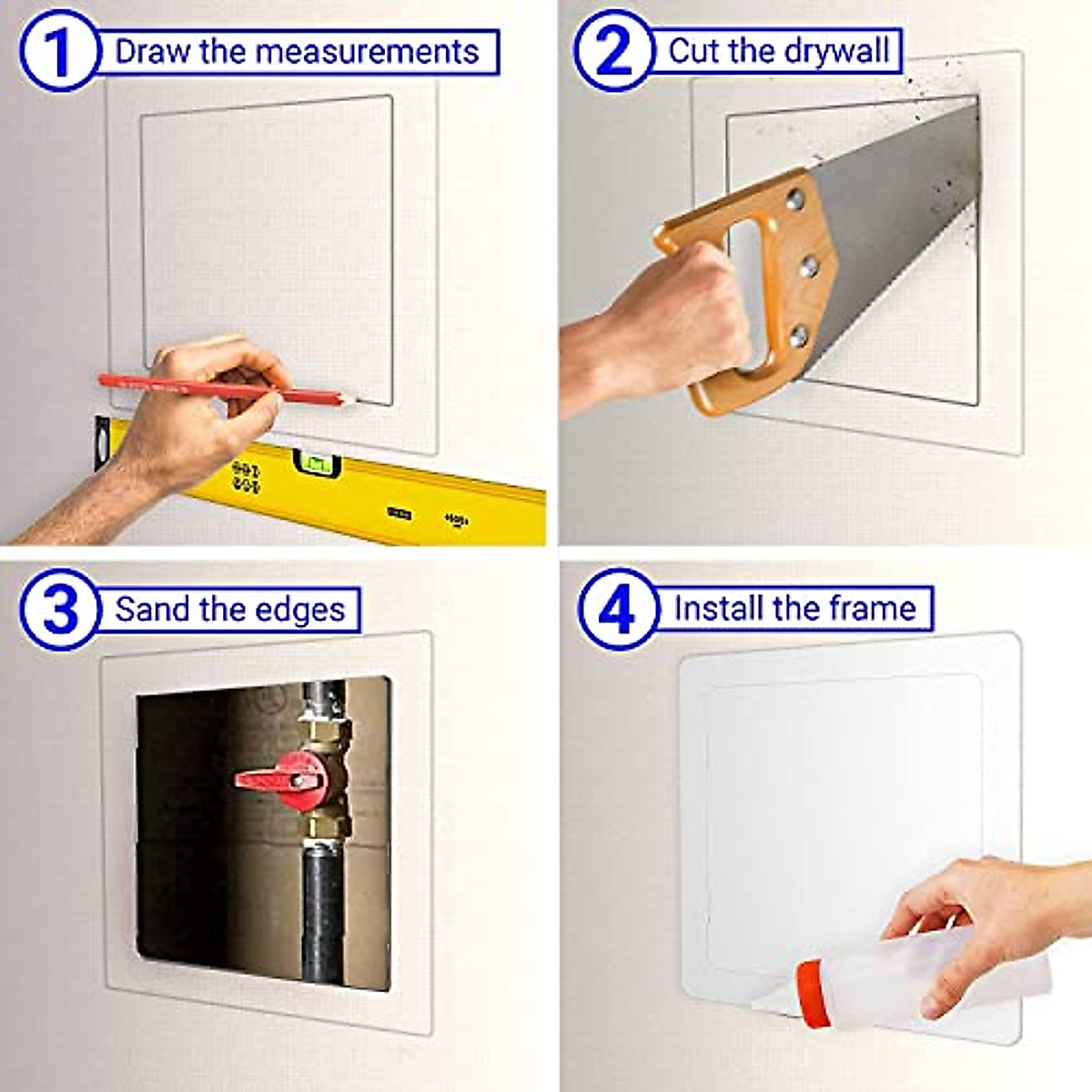 Access Panel for Drywall - 12 x 12 inch - Wall Hole Cover - Access Door - Plumbing Access Panel for Drywall - Heavy Durable Plastic White (12 x 12)