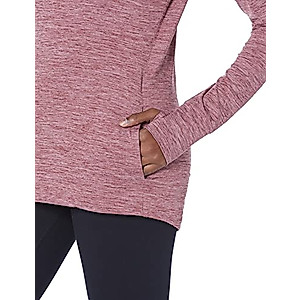 Amazon Essentials Women's Brushed Tech Stretch Popover Hoodie - Discontinued Colors, Plum Space Dye, Medium