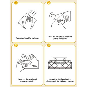 Iperlife Shower Caddy Gold, 2 Pack Shower Shelves Strong Adhesive Bathroom Shower Organizer with Hooks No Drilling Wall-Mounted Shower Shelf for Inside Shower