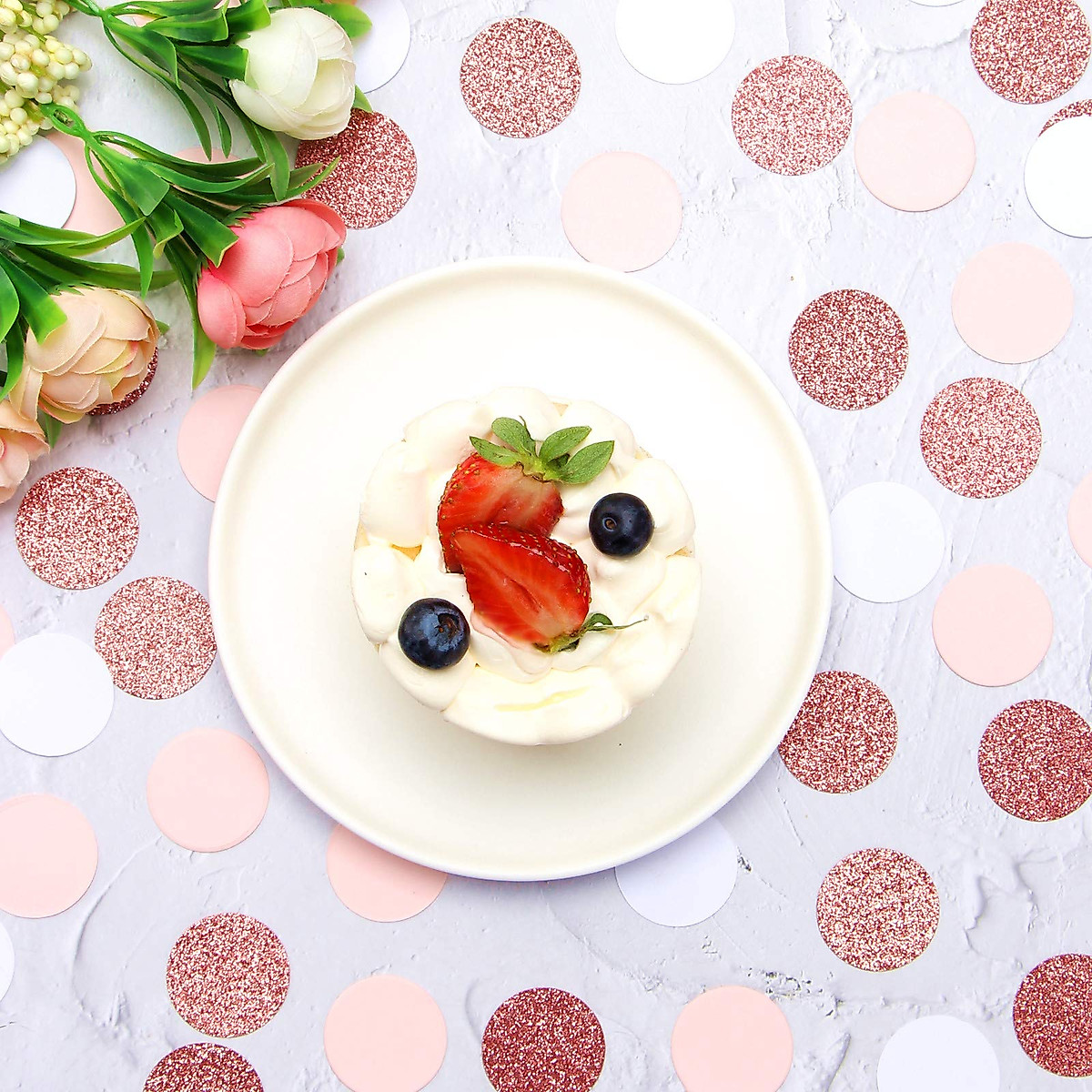 Rose-gold Pink-white Party Decorations Confetti - 300pcs Mothers Day Wedding Baby Bridal Shower Girl Birthday Party Glitter Paper decor Table Decoration Bachelorette Engagement Decor Lasting Surprise