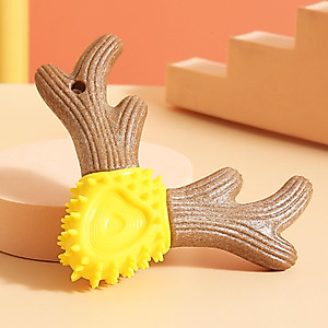 Ankexin Dog Chew Toy for Aggressive Chewer Antlers Shape Dogs Dental Chewing Toy Puppy Teething Bone Toy Toothbrush Pet Supply