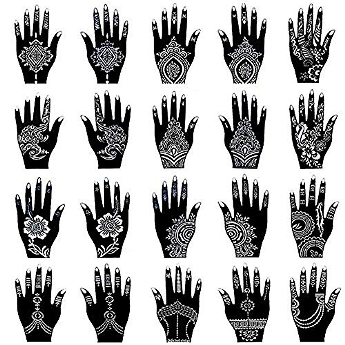 XMASIR Henna Tattoo Stencil Kit/Temporary Tattoo Template Set of 20 Sheets, Indian Arabian Tattoo Stickers Mehndi Stencils for Hand Body Art