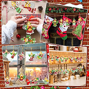 Tondiamo 20 Pcs Christmas Diamond Painting Keychain Kits 5D DIY Diamond Art Pendants Double Sided Hanging Key Chains for Christmas Party Decoration DIY(Angels Style)