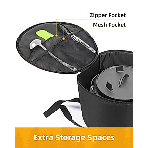 Morjor Dutch Oven Bag for 12 & 10 Inch Dutch Oven, Carry Bag with Extra Inner Crossed Straps & 2 Pockets