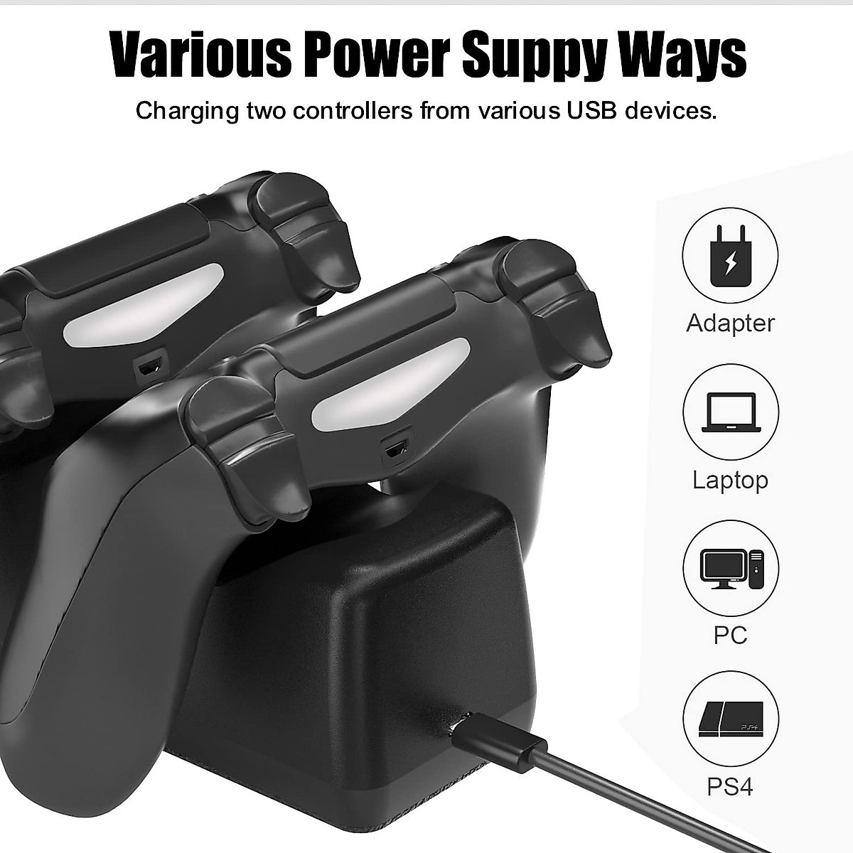 PS4 Controller Charger Station,Glowant Fast PS4 Dual PS4 Controller Charger Station with LED Indicator