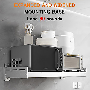 ECHLI Retractable Stainless Steel Wall Rack, Commercial Storage Rack, countertop Multifunctional Storage Bracket, Kitchen Seasoning Rack for Electric Oven Microwave (16-25.5 Brushed Nickel)