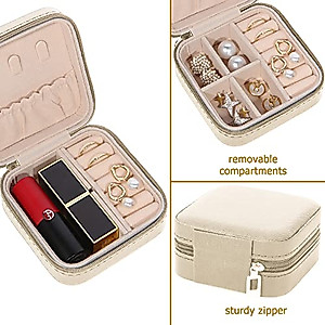 Shmiay.ML Jewelry Case, Small Travel Jewelry Organizer, Portable Jewelry Box Travel Mini Storage Portable Display Storage Box For Rings Earrings Necklaces Gifts, White