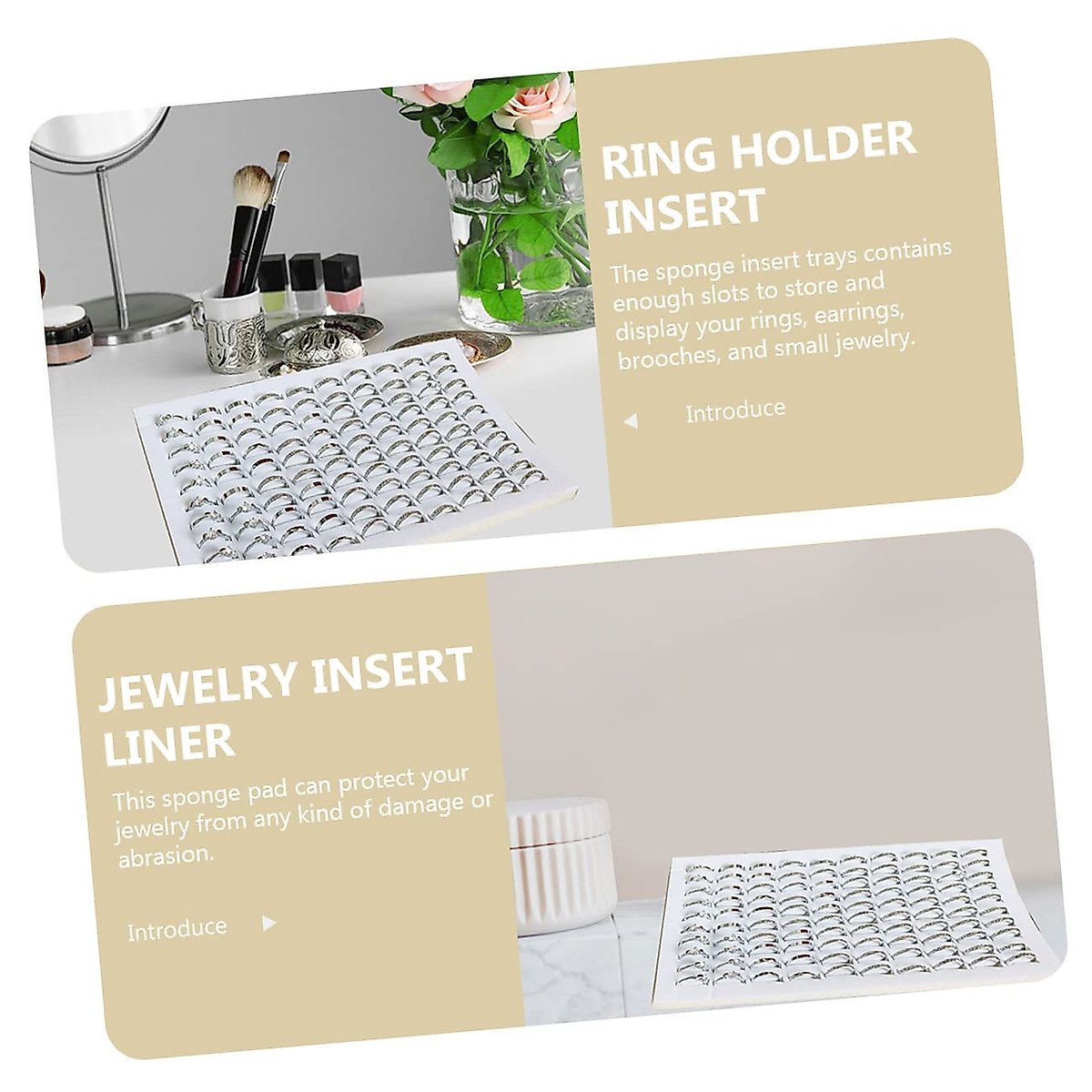 Levemolo 5pcs Storage Box Sponge Pad Jewelry Insert Display Mats Ring Display Pad Earrings Showcase Tray Trinket Tray Ring Tray Earring Sponge Display Pad Display Board Lining White