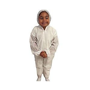 Disposable Children's Coveralls w Hood and elastic wrists (MEDIUM) Size 7/8, pack of 5
