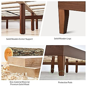 COLAMY 12 Inch Wood Platform Bed Frame，Sturdy Queen Size Bed Frame with Wood Slat Support, No Box Spring Needed, Easy Assembly, Espresso