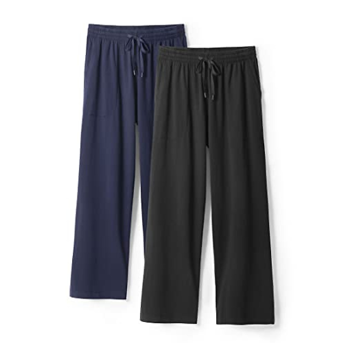 DAVID ARCHY Men's Soft Cotton Pajama Bottom Comfy Knit Pajama Long John Lounge Sleep Pants for Men 2 Pack (XL, Black/Navy Blue)