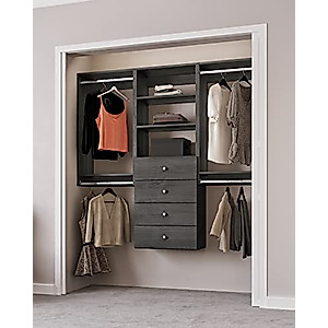 Closet Kit with Hanging Rods, Shelves & Drawers - Corner Closet System - Closet Shelves - Closet Organizers and Storage Shelves (Grey, 90 inches Wide) Closet Shelving