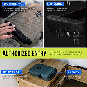 VAULTEK LifePod 2.0 Secure Waterproof Travel Case Rugged Electronic Lock Box Travel Organizer Portable Handgun Case with Backlit Keypad (Covert Black)