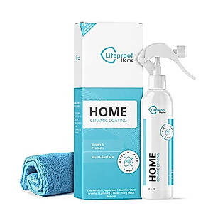 Lifeproof Home Ceramic Coating Spray Kit - Shine, Seal, & Protect Stainless Steel, Appliances, Countertops, Glass & More Kitchen + Bath Surfaces - Repels Stains, Grime, Fingerprints, Liquids & More!