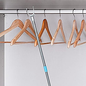 Homoyoyo Outdoor Curtains Closet Pole with Utility Hook, Reach Stick Reach Hooks Clothesline Pole Hooks Garment Pole for Shelf Ceiling Reaching High Items 131cm Sky- blue Living Room