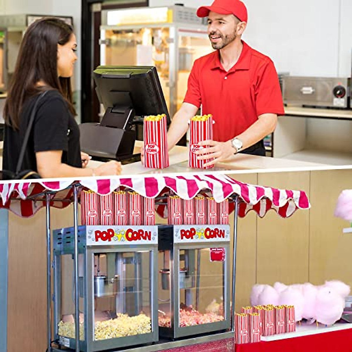 1000 PCS Popcorn Bags 2oz Popcorn Paper Bags Red and White Stripes Retro Popcorn Bags Disposable Popcorn Bags for Party Movie Theater Carnival Festivals Movie Theme Party Supplies (1000 Pcs)