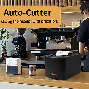 Rongta Thermal Receipt Printer, 80mm High-Speed POS Printer with Auto Cutter, 250mm/s, Ideal for Kitchen & Small Business, Compatible with Windows, Linux, MacOS