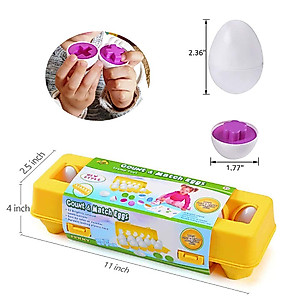 JUNBESTN Easter Matching Eggs Connect Eggs Carton Toys Gifts for 1 2 3 Years Old Kids Toddler Baby Girls Boys Shape Color Egg Play Learn