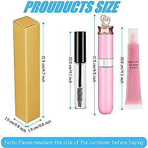 Lip Gloss Packaging,Empty Paper Boxes for Lipgloss Packaging Lip Gloss Boxes,Mascara Wand Tube Boxes Long Gold Lipgloss Case,Foldable Sample Wrapping DIY Makeup Organzier Storage(50PCS 4.7x0.8x0.8)