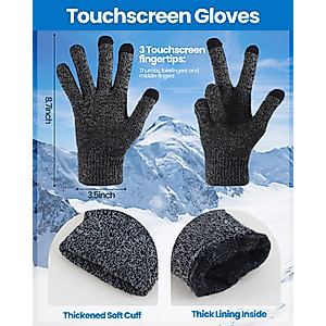 Liitrsh 4 Pcs Winter Warm Beanie Hat Touchscreen Gloves Set Knit Hat Warm Cap Gloves Set for Men and Women Touchscreen Gloves Set with Fleece Lined Soft Warm Beanies Winter Gloves for Men Women