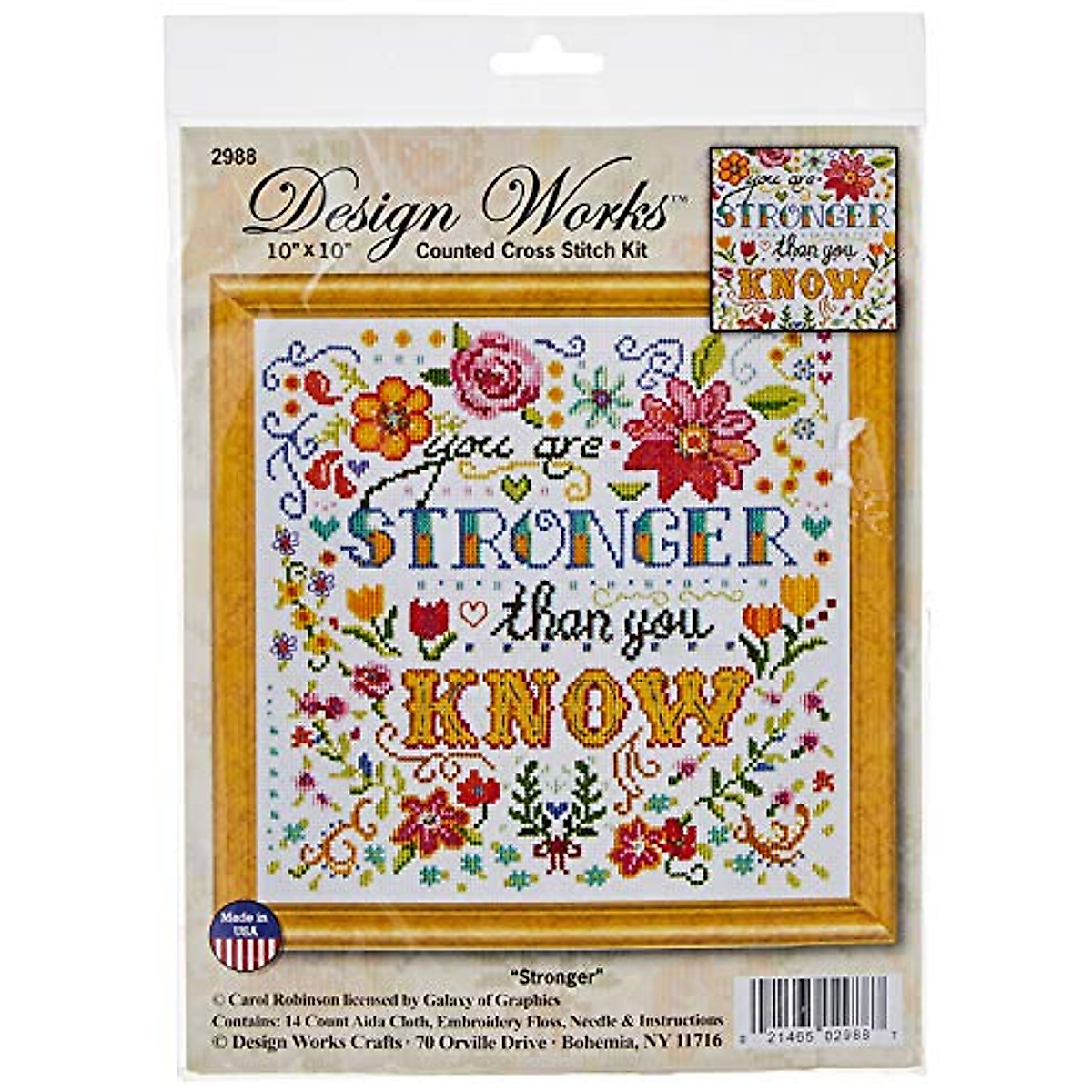 Design Works Crafts, 10" x 10" Counted Cross Stitch Kit, Stronger, White