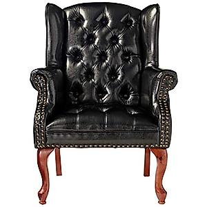 Coaster Furniture Wing Back Button Tufted Accent Chair and Ottoman Black and Espresso 900262