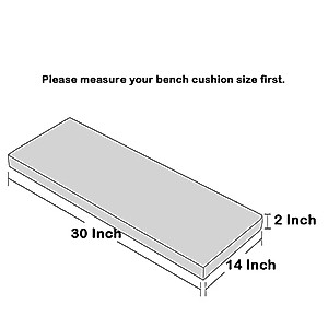 Loveboat Washable Bench Cushion, Non-Slip Bench Pad for Shoe Storage, Window, Piano, Dining 30"x14"x2" Dark Grey