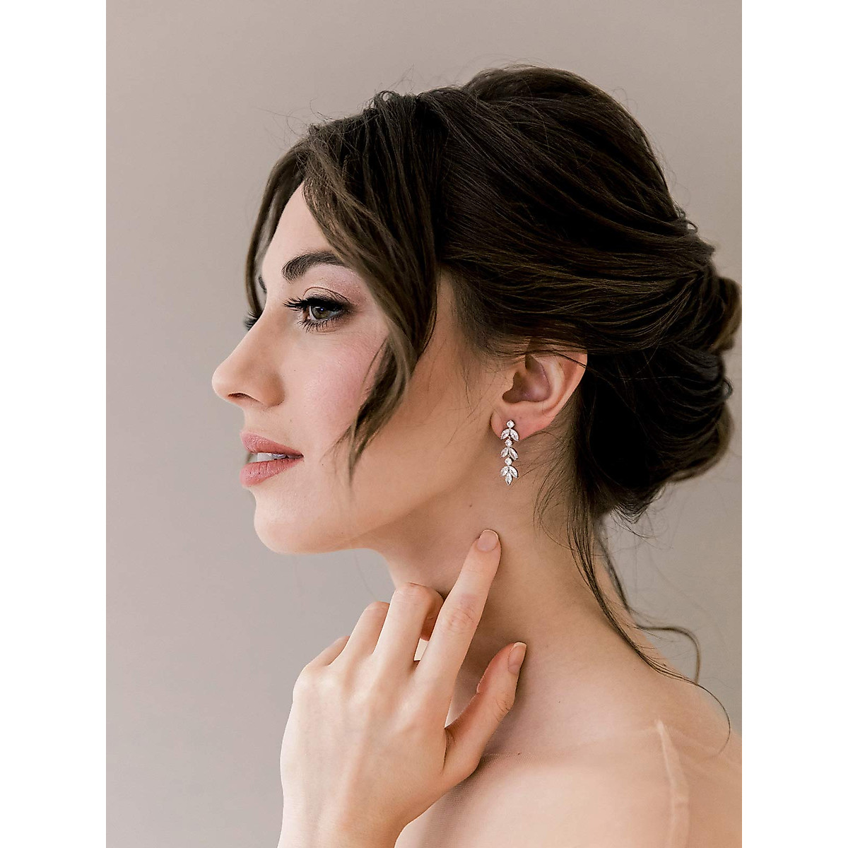 SWEETV Cubic Zirconia Wedding Earrings for Brides Bridesmaids, Elegant Marquise Bridal Dangling Earrings, Crystal Drop earrings for Women Jewelry Gifts, Silver