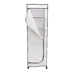 Organize It All 5 Tier Portable Wardrobe Storage Closet Tower | Dimensions: 20" x 12" x 65" | 5 Tier | Space Saving | Durable | Closet Accessories | Grey