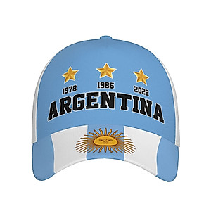 3 Stars 1978 1986 2022 Champions Argentina Baseball Cap Full Print Adult Unisex Adjustable Hat Soccer Fans Caps Black