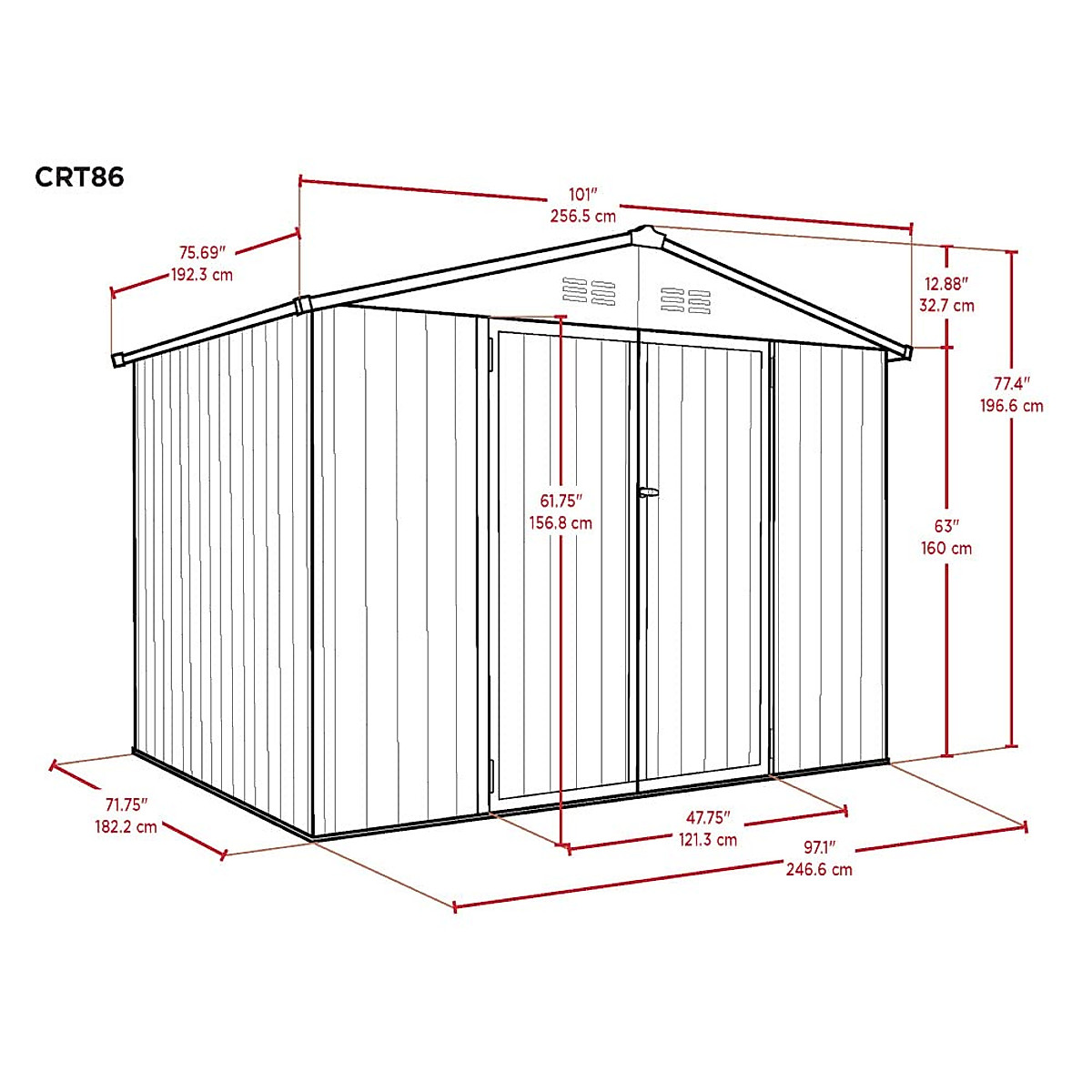 Cover-It 8x6 Metal Outdoor Galvanized Steel Storage Shed with Swinging Double Lockable Doors for Backyard or Patio Storage of Bikes, Grills, Supplies, Tools, Toys, for Lawn, Garden, and Camping, Tan