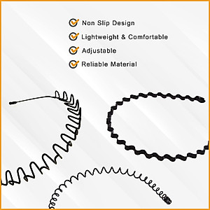 KAC Pack of 6 Unisex Wavy hair bands Non Slip Metal Head Bands for Sports, Outdoor and Yoga, Black, 6 Piece Set