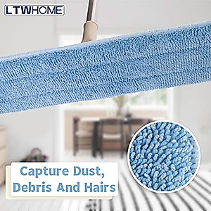 LTWHOME 24" Microfiber Commercial Mop Refill Pads in Blue Fit for Wet or Dry Floor Cleaning (Pack of 6)