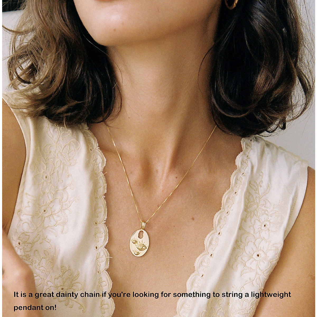 Vavily Minimalist Thin 18K Gold Chain Box Necklace Short Small Gold Chain Choker Necklaces for Women