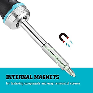 DURATECH Multi-bit Ratcheting Screwdriver, 38-Piece Magnetic Screw Drivers with Bits Storage Handle, Slotted/Philips/Pozi/Torx/Hex/Square