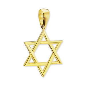 ITI NYC Genuine Sterling Silver (925) Star of David Pendant (34 x 21 MM) (18K Yellow Gold Finish Over Sterling Silver)