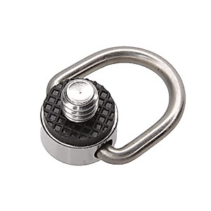 Foto&Tech Stainless Steel 1/4"-20 Rubber Padded D Ring Screw, D-Shaped Ring Camera Sling Screw for Shoulder Straps, Wrist Straps, Selfie Sticks, Gimbals (2 Pieces, Gray)