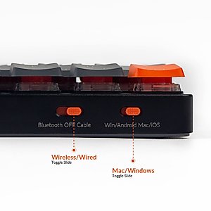 Keychron K7 Ultra-Slim 65% Layout 68 Keys Wireless Bluetooth/Wired Mechanical Keyboard, Hot Swappable Low-Profile Gateron Red Switch RGB LED Backlit Keyboard Compatible with Mac Windows