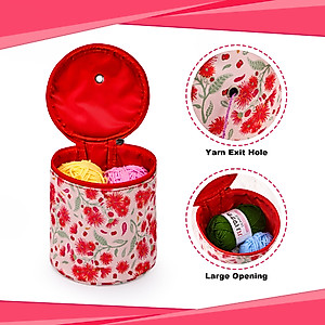 Qukou Yarn Storage Portable Bag, Knitting Bag, Small Size Knitting Projects Organizer for Yarns, Zipper Storage Bag（Taraxacum mongolicum）