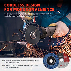ZKH 20V Angle Grinder Cordless, 8500 RPM Brushless Motor, 4‑1/2 Inch Power Angle Grinder Tool w/2 x 4.0Ah Batteries & Fast Charger for Grinding, Cutting, Polishing, Ideal Angle Grinder Tool for Men