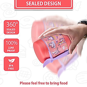 10oz Soup Thermo for Hot Food Kids,Lunch Thermo Kids Food Jar with Spoon Hot Insulated Food Containers,Leak Proof Stainless Steel Wide Mouth Lunch Food Thermo Jar for School(Pink-Unique Horse)