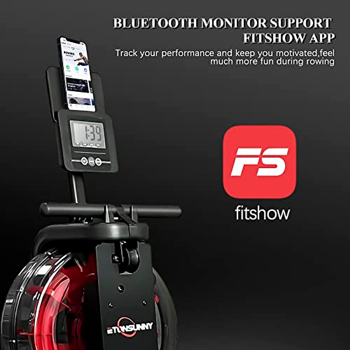 ETONSUNNY Water Rowing Machine with Bluetooth, 330Lbs Weight Capacity Vertical Tank Rowing Machines for Home Use Water Rower with Digital Monitor Tablet Holder (ET707)