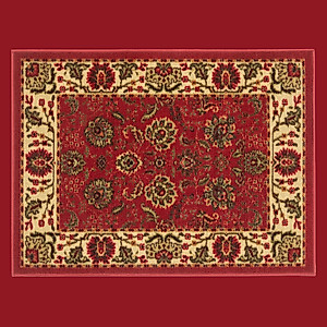 Machine Washable Ottohome Collection Non-Slip Rubberback Oriental Design 2x3 Pack of 2 Indoor Area Rug for Entryway, Bedroom, Kitchen, Bathroom, 2'3" x 3' - Pack of 2, Red