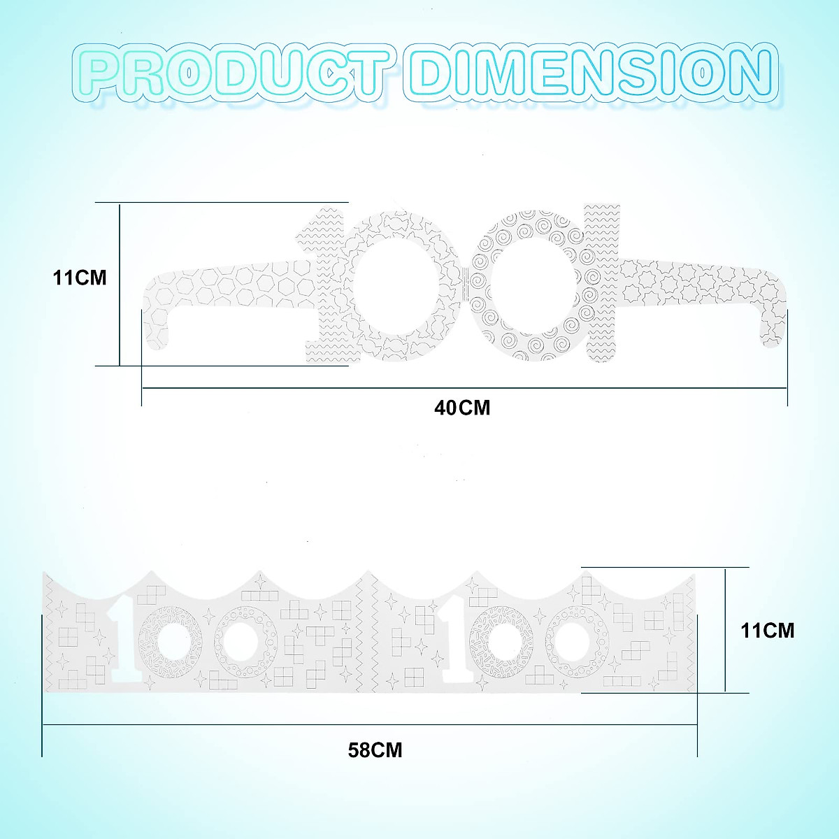 Civaner 48 Pieces 100th Day of School Decorations Kit Includes 24 Glasses and 24 Crowns 100th Day of School Celebration for Kids Project Students Personalize Show School Spirit